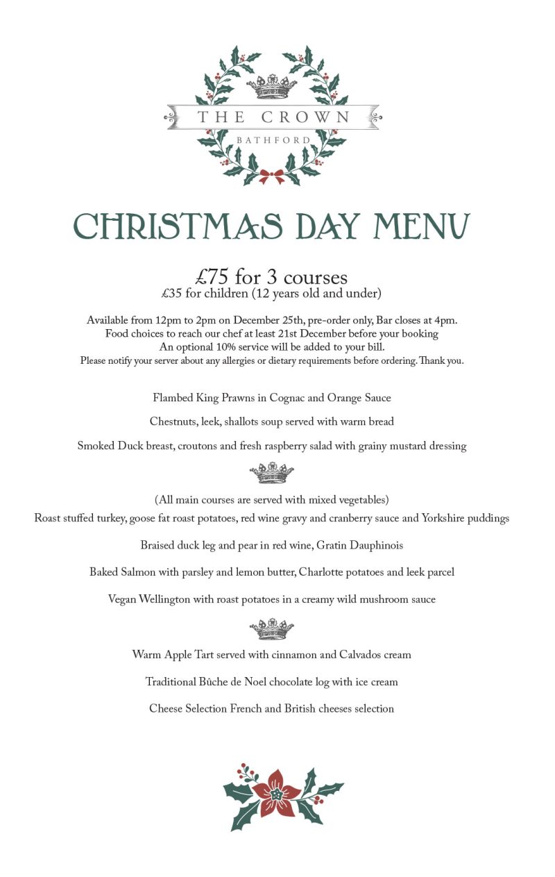 Menu – The Crown at Bathford